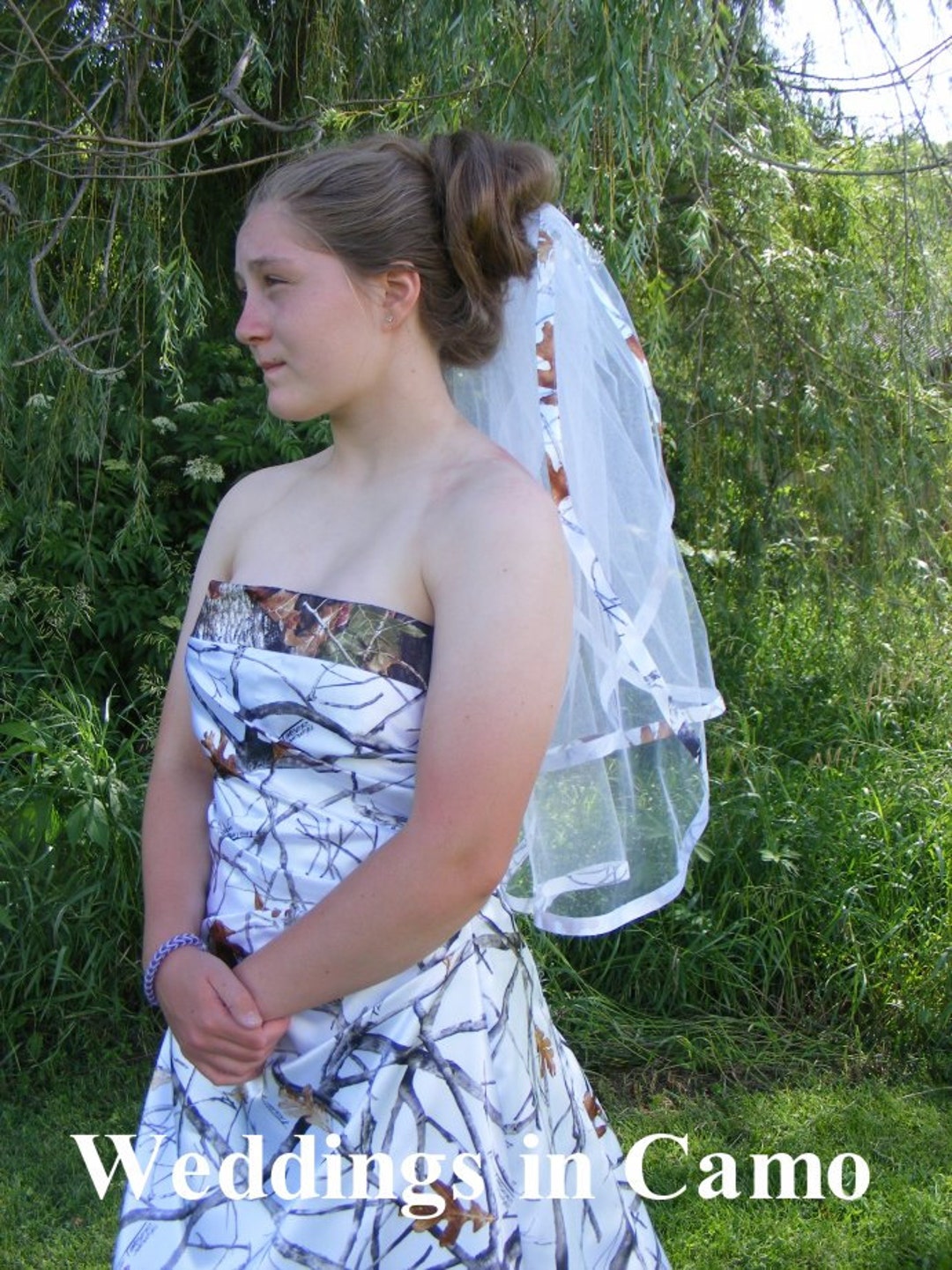 Camo Ribbon Double Layer Ribbon Trimmed Veil - Etsy