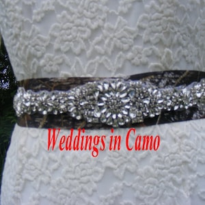 CAMO Ribbon Sash With RHINESTONE Beading Add to Your WEDDING Dress ...