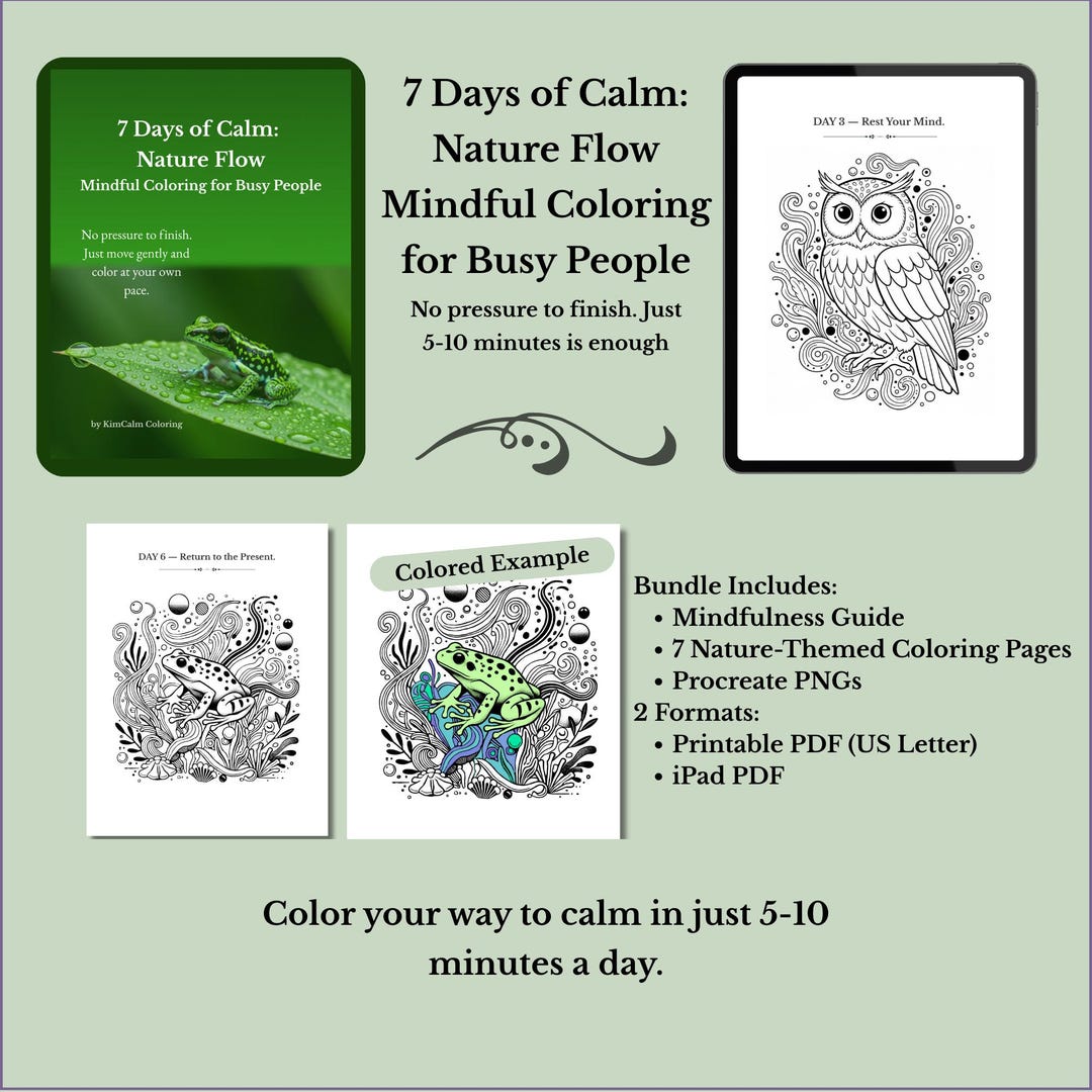 Nature Flow Coloring Pages | Stress Relief Nature PDF Bundle (printable ...