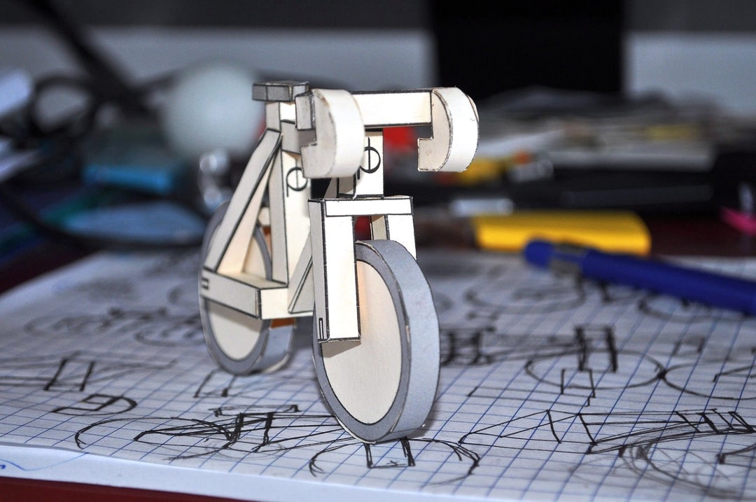 Low Poly 3d Papercraft Paperbikes V2 PDF Fixed Gear Paper Bicycle Model ...