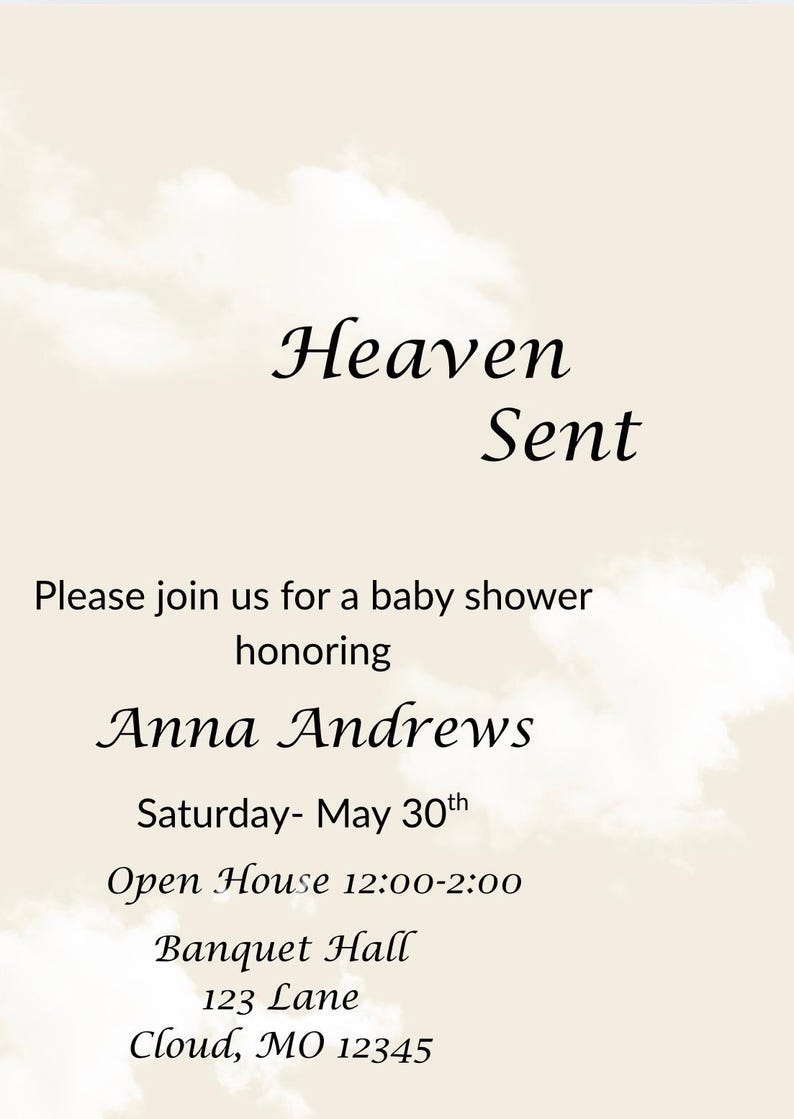 Heaven Sent Baby Shower Invitation - Etsy