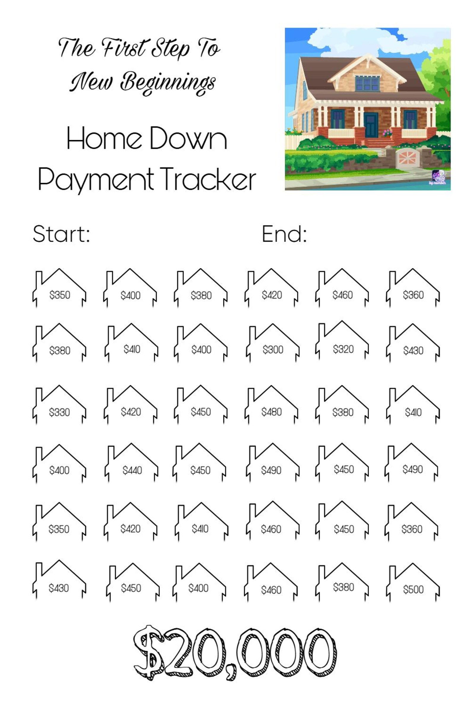 Homebuyer Down Payment Tracker Printable for Mortgage Saving, Budgeting ...