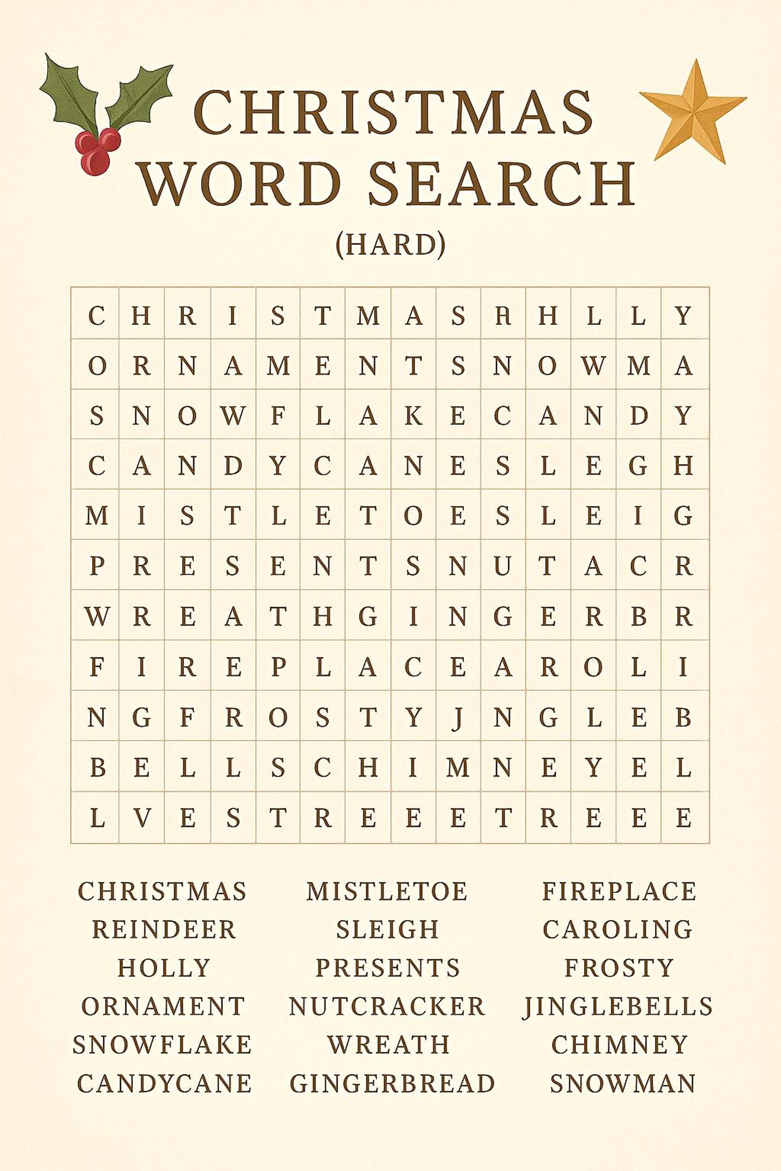 Christmas Word Search Printable | Hard Word Search Puzzle | Holiday ...