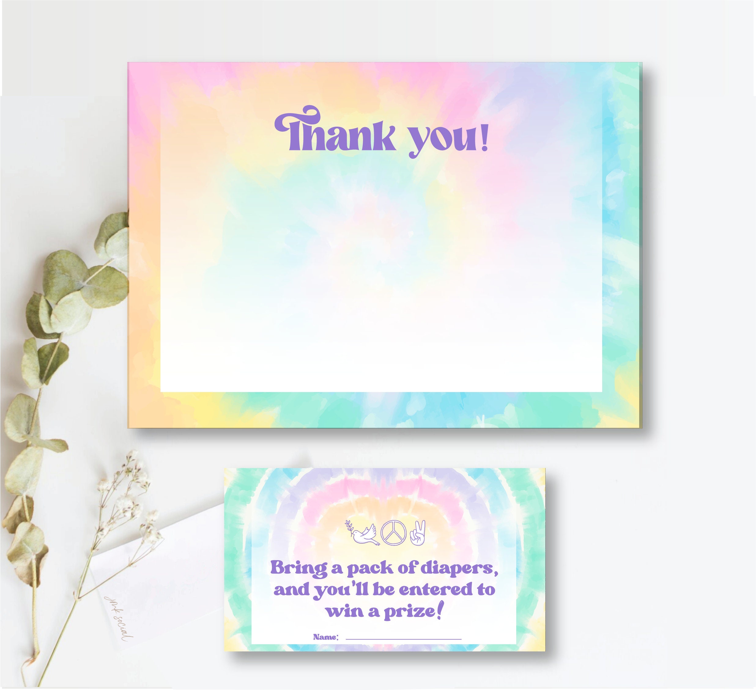 BABY SHOWER - Peace, Love and Tie Dye Baby Shower, Thank You & Diaper ...