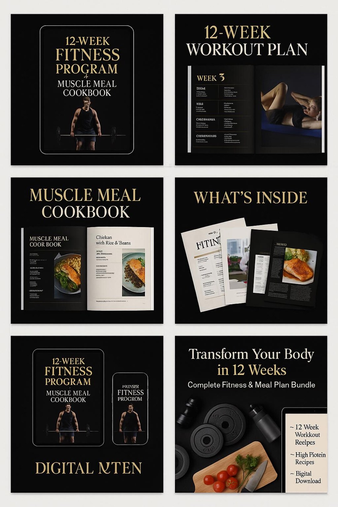 12 Week Fitness Plan + Muscle Meal Cook Book - Etsy