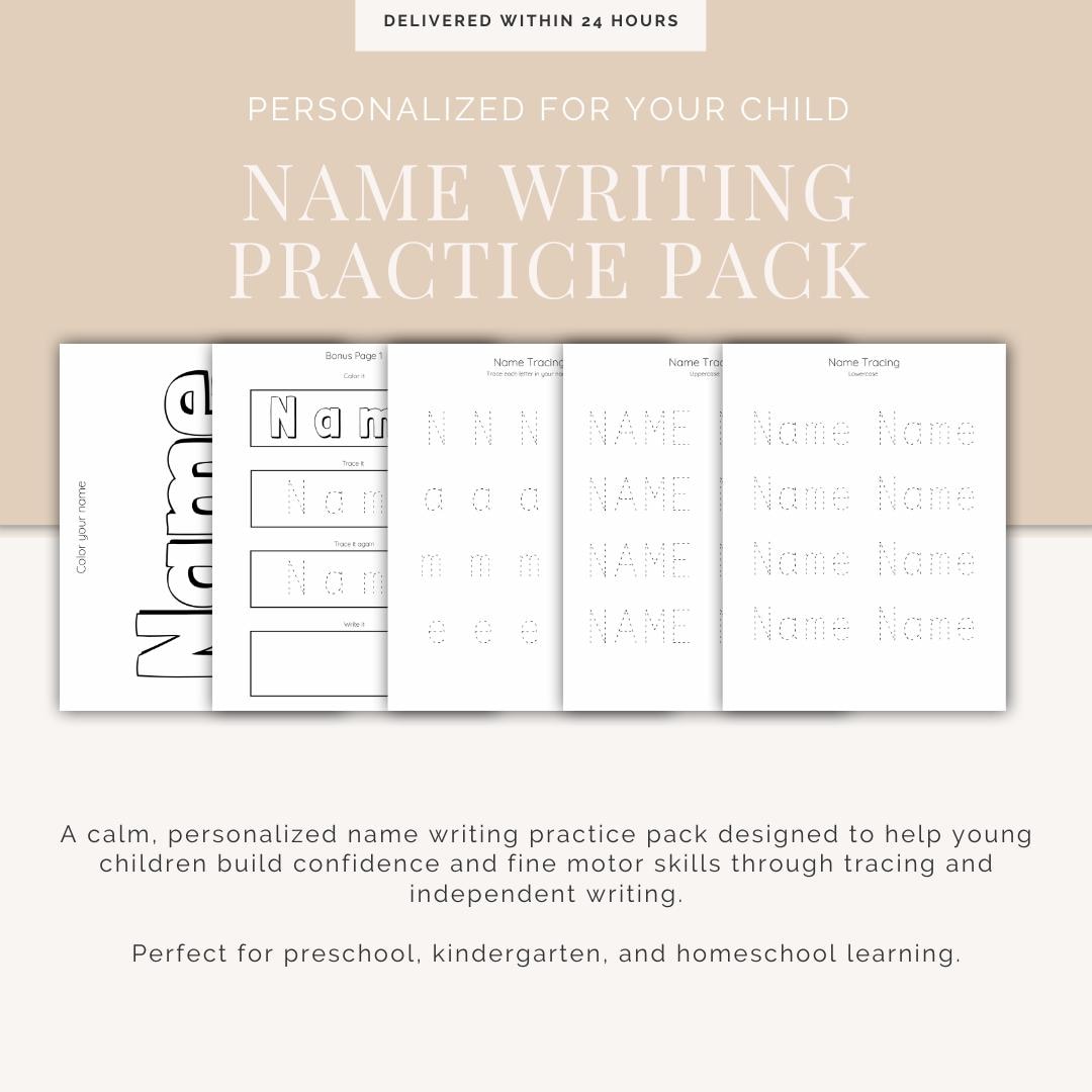 Personalized Name Writing Practice Pack | Custom Name Tracing ...
