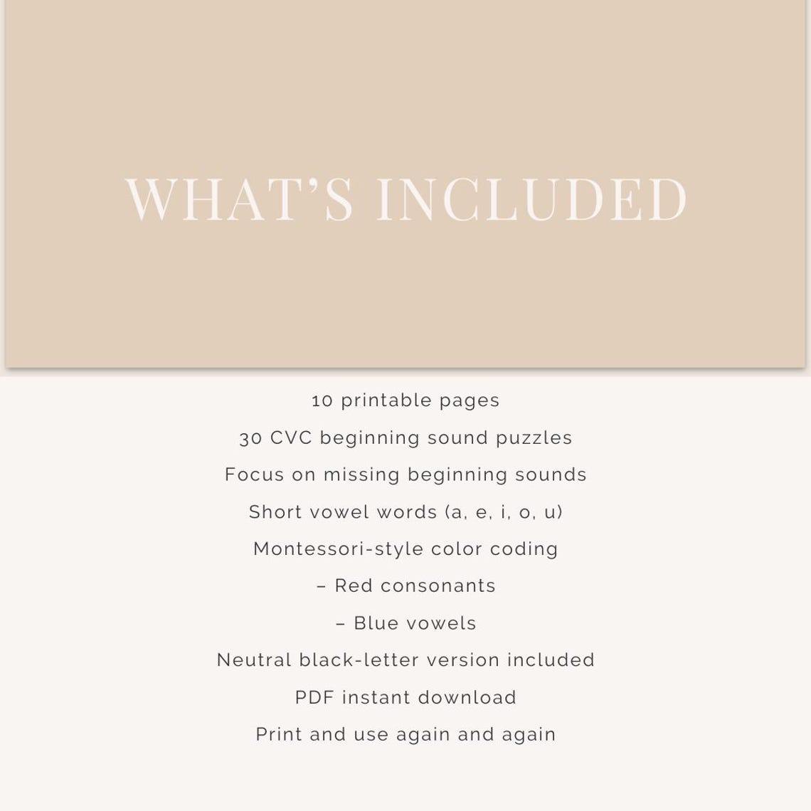 Missing Beginning Sounds – CVC Words | Montessori Phonics Printable ...