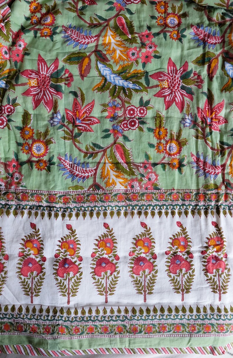 Twin Quilt 70 X 108 - Palampore Lime - 100% Cotton, Reversible Quilt ...