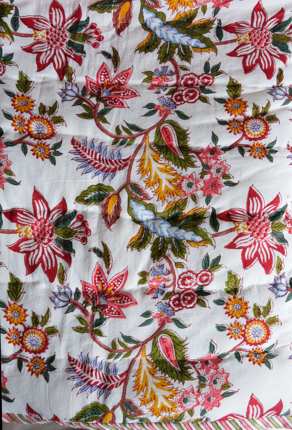 Twin Quilt 70 X 108 - Palampore Lime - 100% Cotton, Reversible Quilt ...