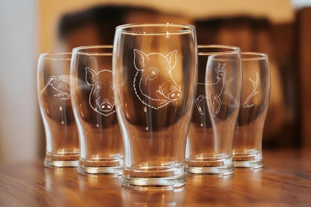 Hunting-themed Engraved Beer Glass | Wild Boar, Woodcock, Roe Deer or ...