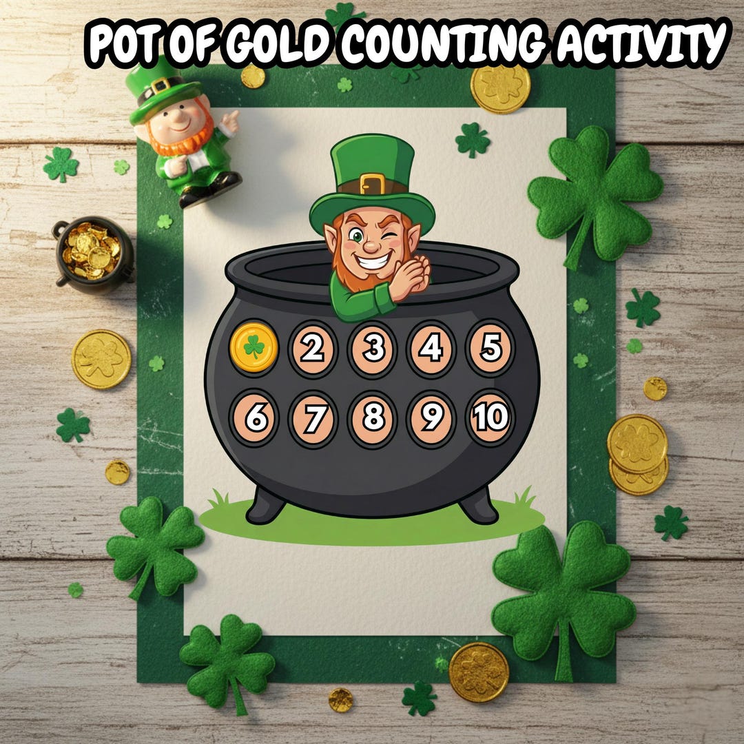 St Patricks Day Math Activity Preschool Printable | Pot of Gold ...