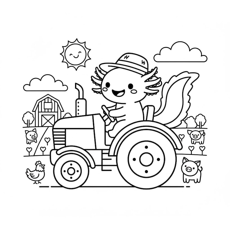 Cute Axolotl Coloring Pages Printable Kawaii Animal Coloring Book for ...