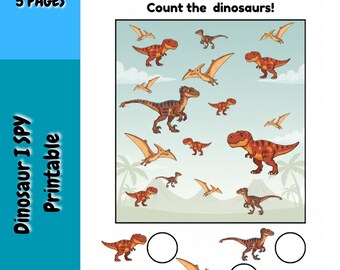 Dinosaur I Spy Printable for Kids, 5 Page Counting Activity Bundle ...