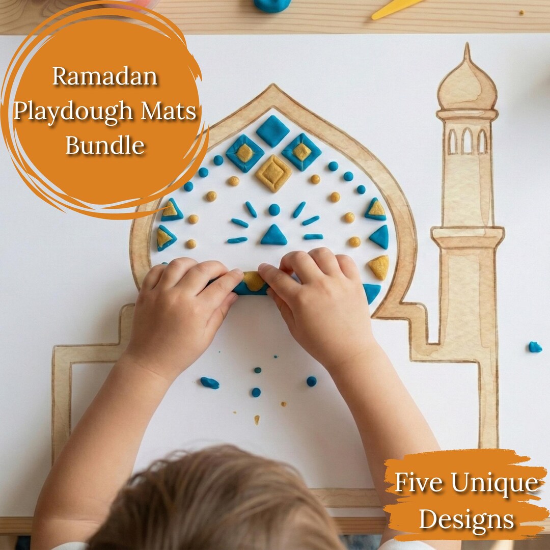 Ramadan Playdough Mats Bundle, Watercolor Islamic Fine Motor Activity ...