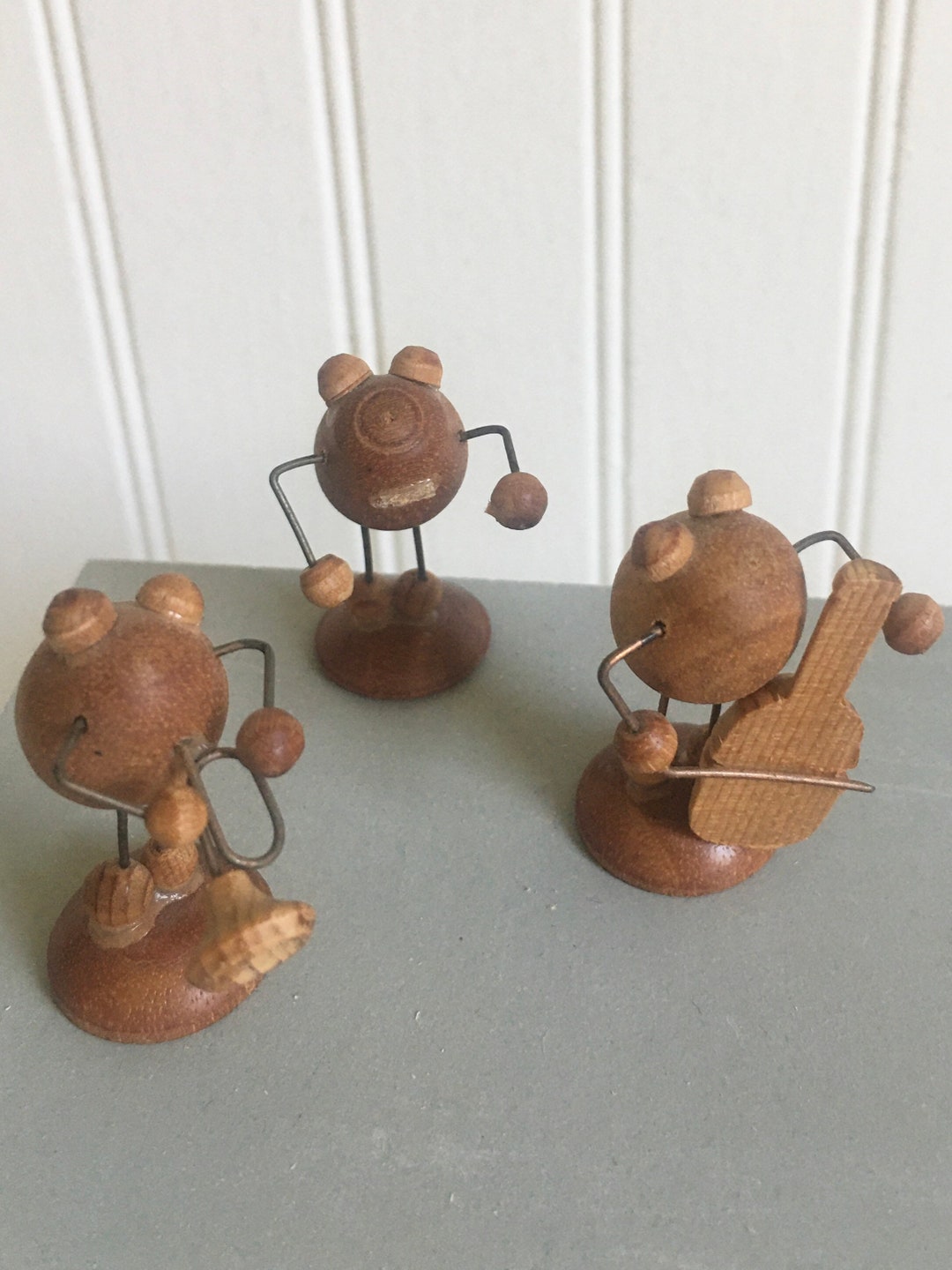 Vintage Feri Italy Wooden Frog Musicians: Miniature Erzgebirge ...