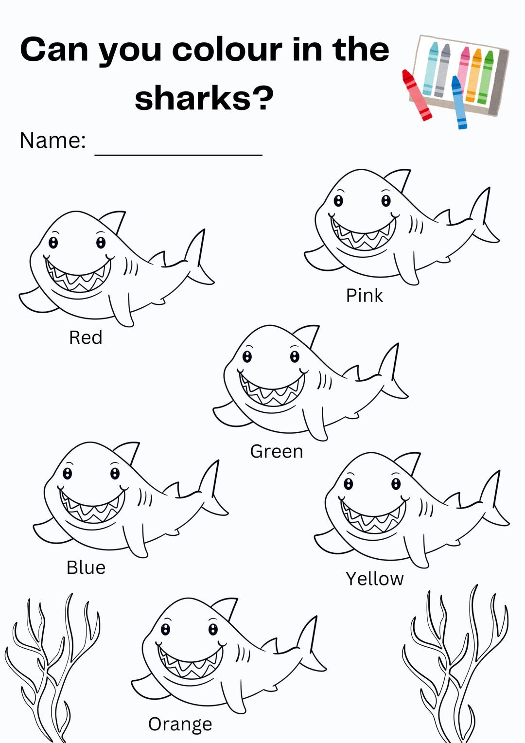 Colour the Sharks - Etsy