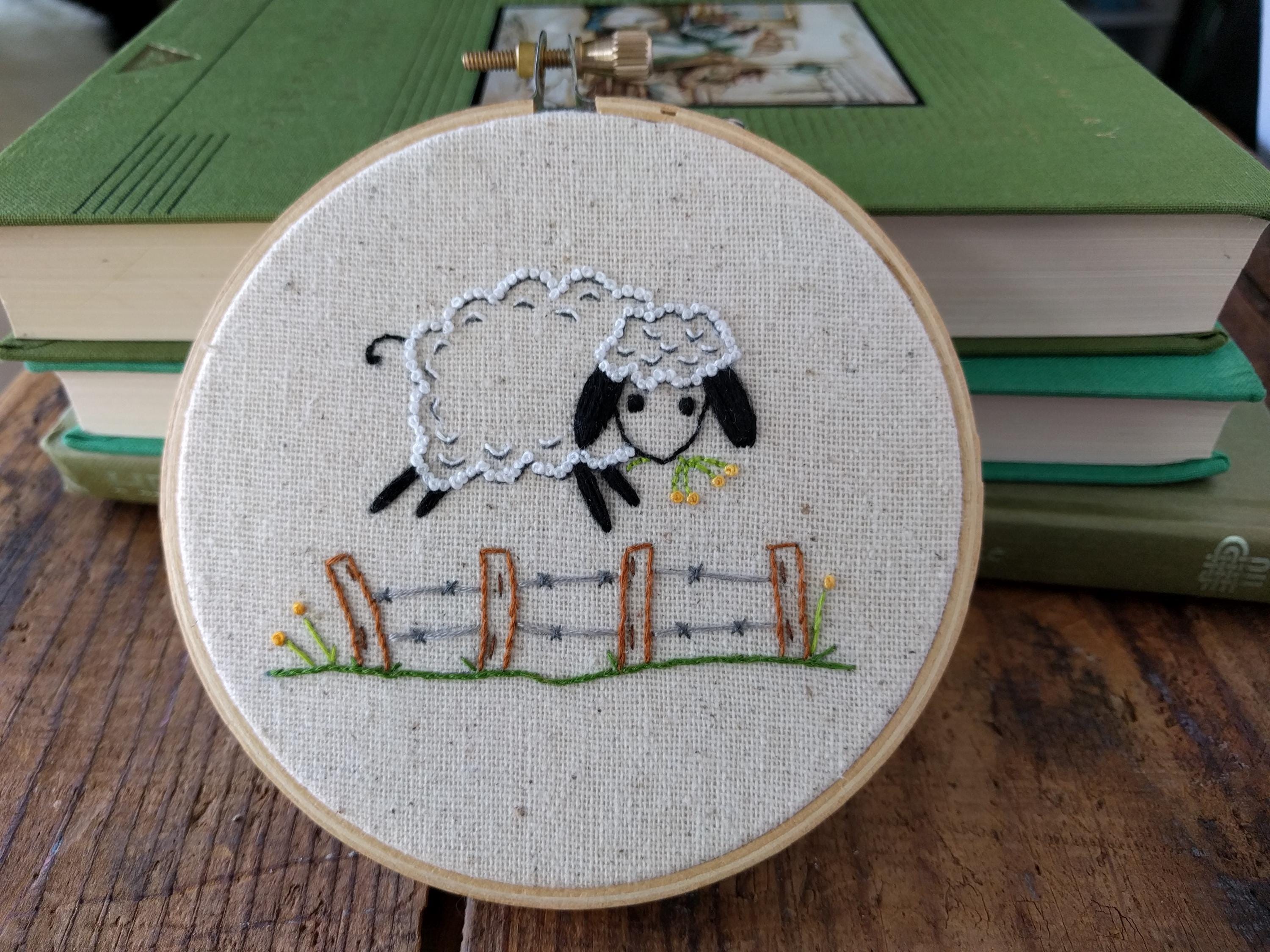 COUNTING SHEEP | PDF Hand Embroidery Pattern Sheep Jumping the Fence - Etsy