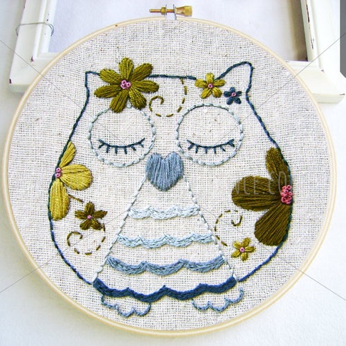 Owl Embroidery Pattern Hand Embroidery Pattern Owls Owl Design - Etsy