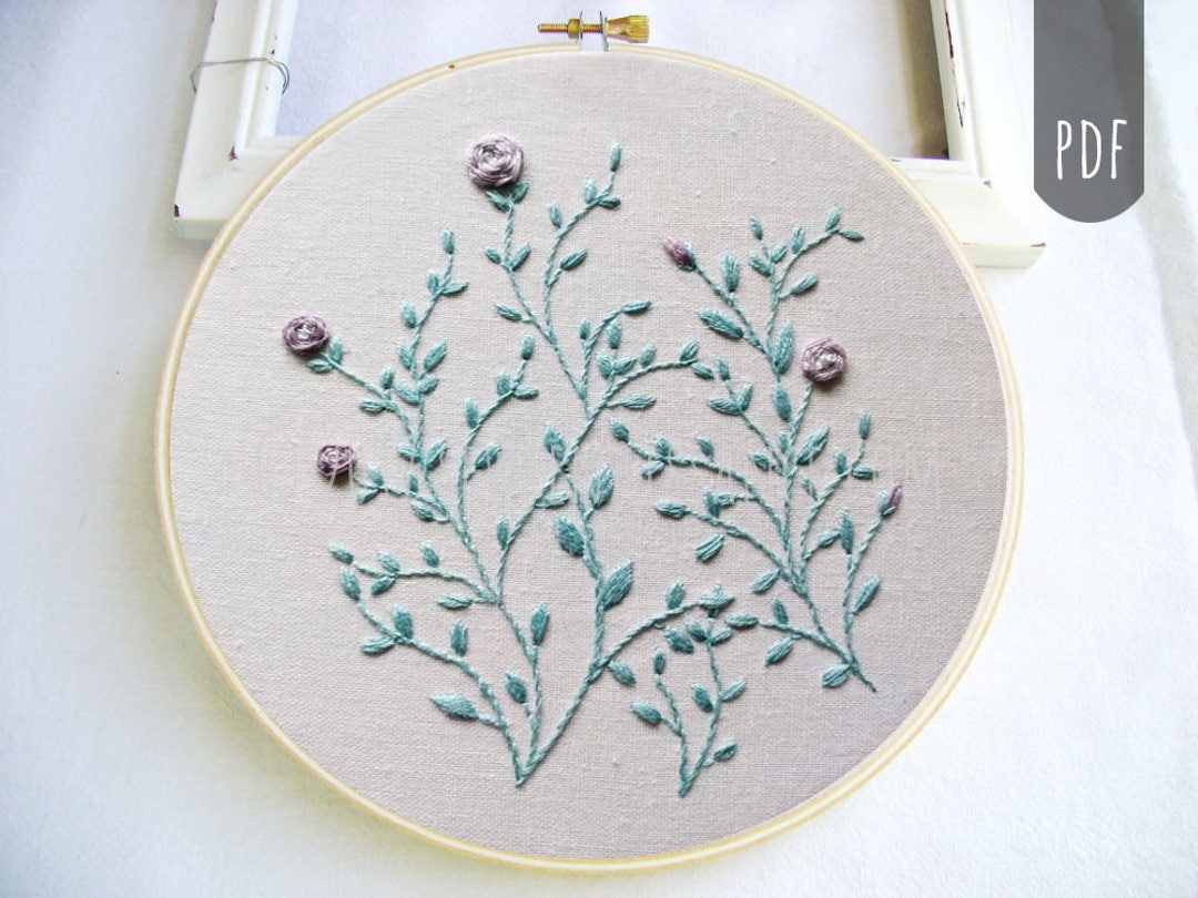 ROSE BUSH Botanical | PDF Hand Embroidery Pattern - Etsy