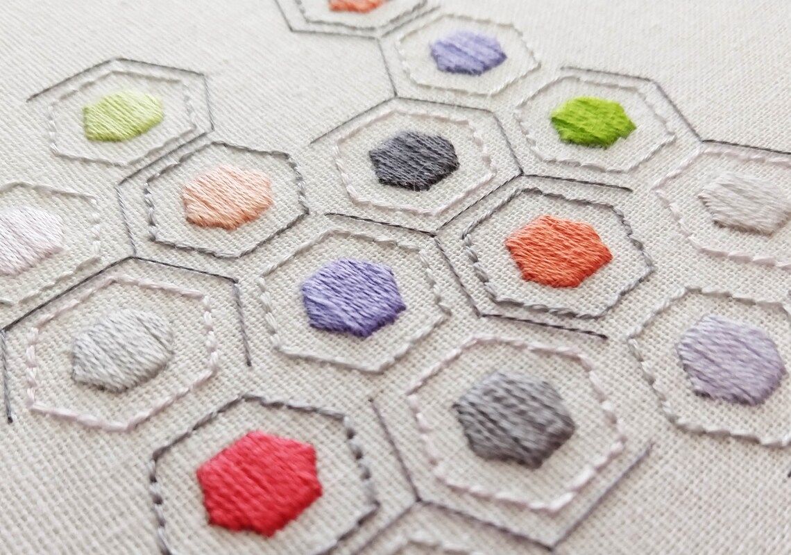 GEOMETRIC HEXAGONS PDF Hand Embroidery Pattern | Etsy