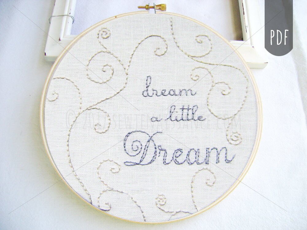 DREAM a LITTLE DREAM | Pdf Hand Embroidery Pattern - Etsy