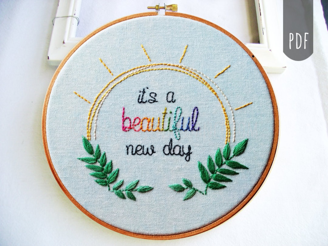 BEAUTIFUL NEW DAY | Pdf Hand Embroidery Pattern Botanical - Etsy
