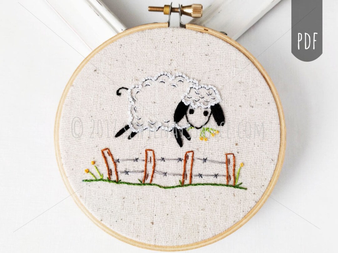 COUNTING SHEEP | PDF Hand Embroidery Pattern Sheep Jumping the Fence - Etsy