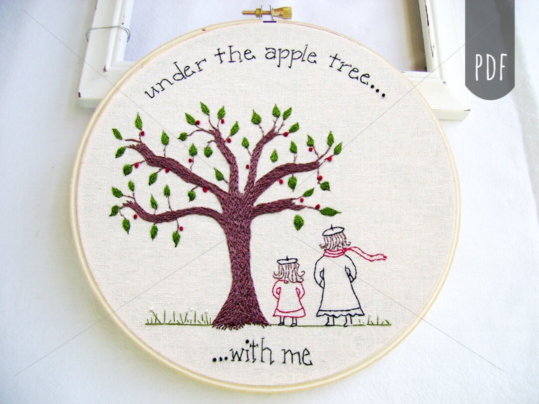 APPLE TREE | Pdf Hand Embroidery Pattern Mom Daughter, Fall, Autumn ...