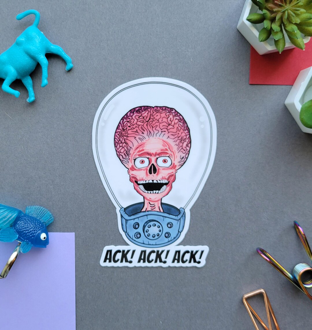 Mars Attacks! Alien Vinyl Sticker - Waterproof Martian Decal - Etsy