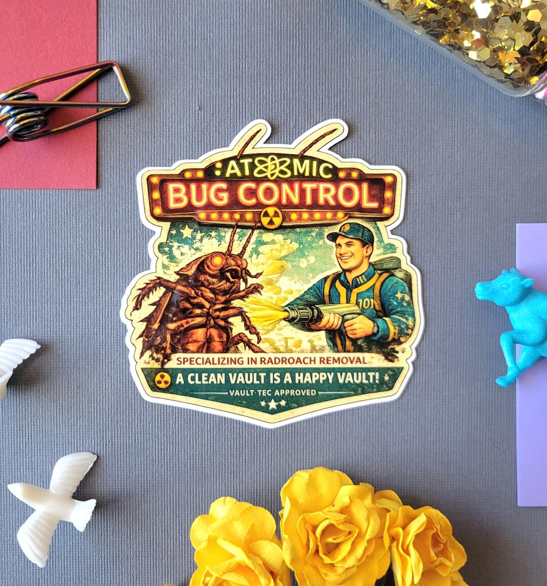 Wasteland Atomic Bug Control Sticker - Fallout Radroach - Waterproof ...