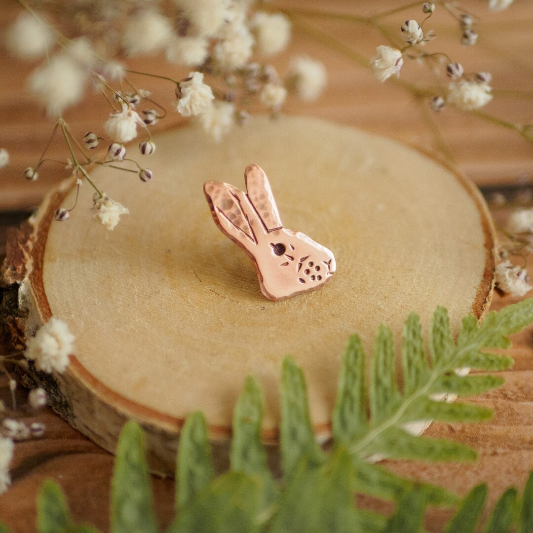 Rabbit Lapel Pin, Hare Copper Pin, Groomsmen Boutonniere, Minimalist ...