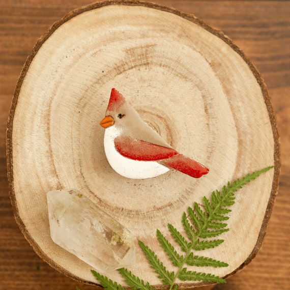 Red Cardinal Female Brooch Colorful Bird Jewelry Cute Bird | Etsy