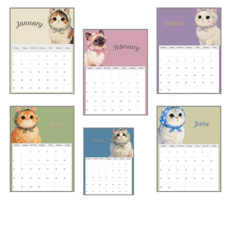 Wallart Poster Printable Cat Calender for 2026 - Etsy