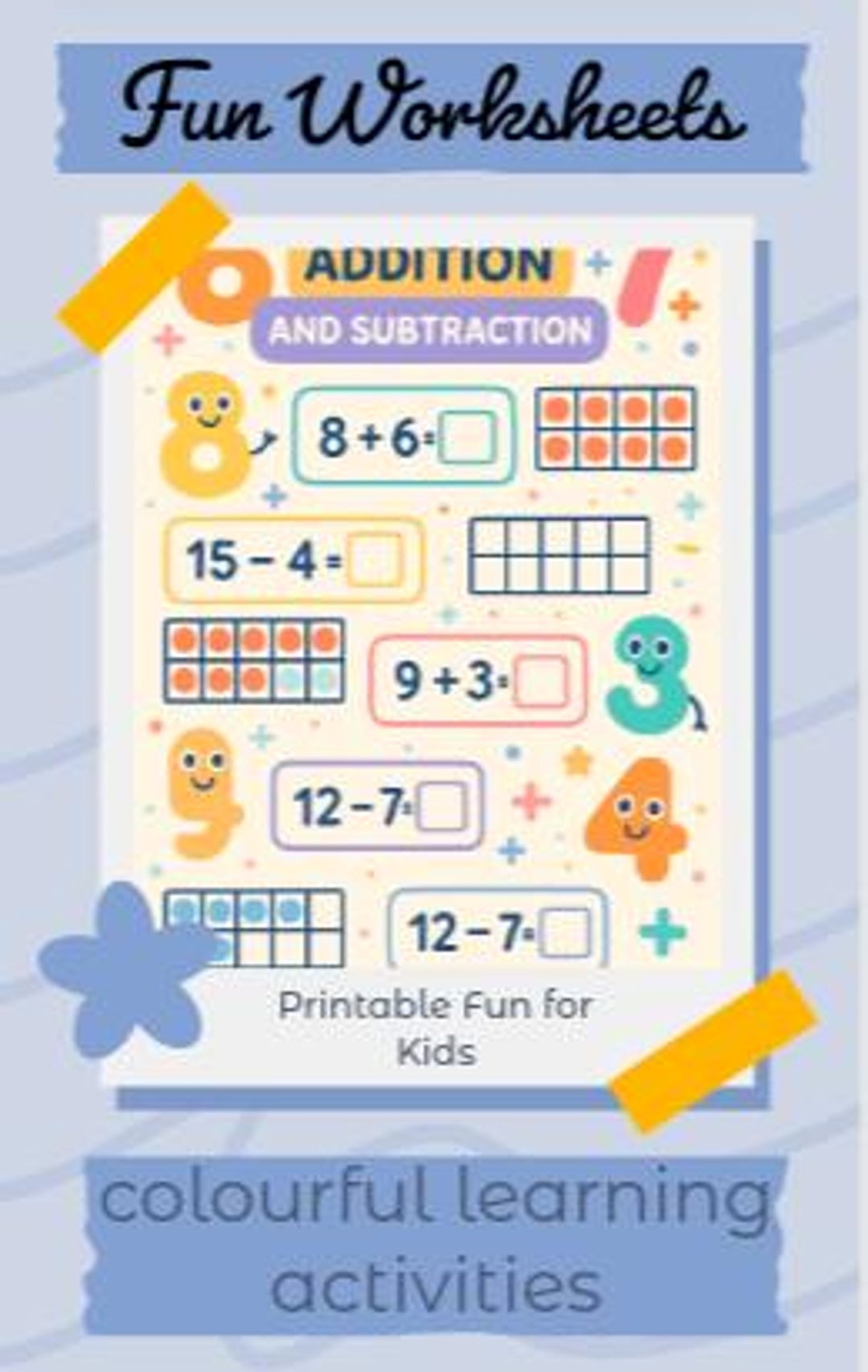 Colourful Maths Worksheets for Kids | Printable Addition & Subtraction ...