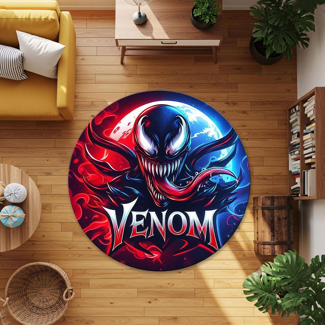 Venom-spiderman Round Rug: Modern Kids Room Decor, Super Hero Circle ...