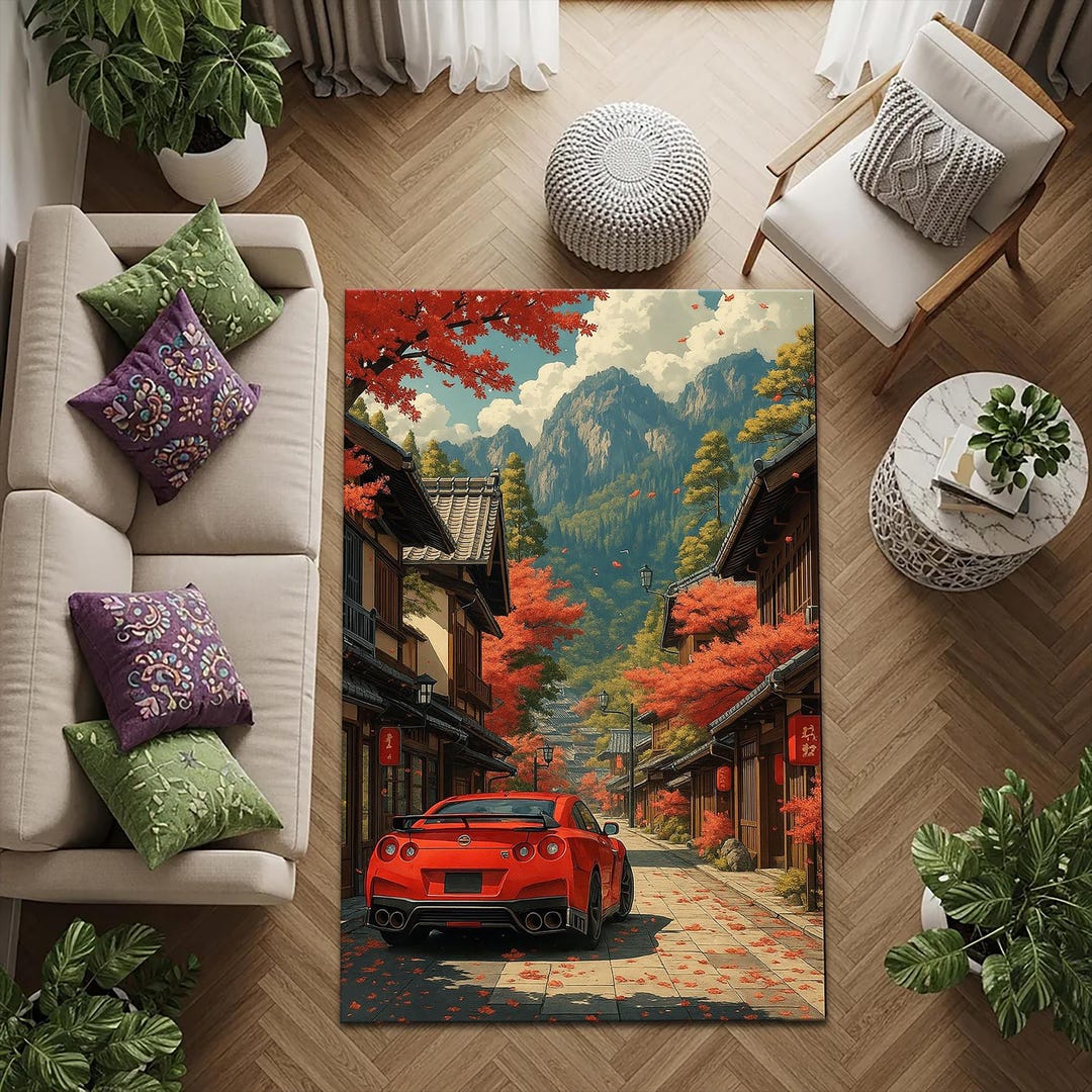 Nissan GT-R R35 JDM Art Rug –japanese Mountain Road Scene Carpet ...