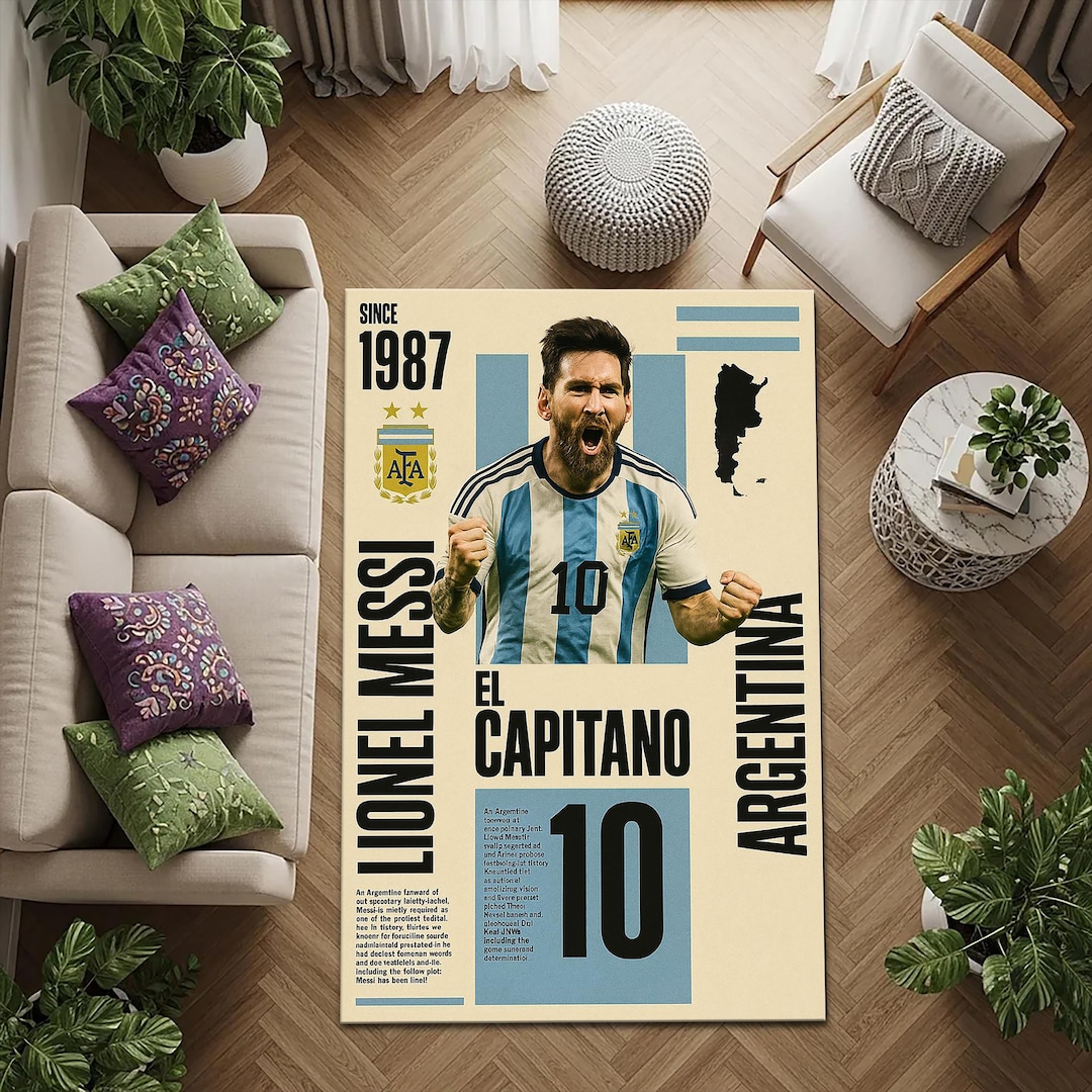 Messi Rug, Lionel Messi Rug, Football Player Rug, Argentina Fan Gift ...