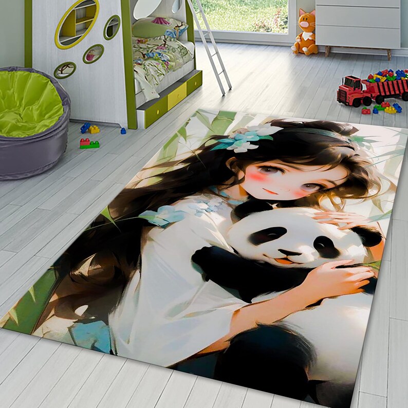 Cute Teddy Bear Kids Room Rug | Floral Nursery Rug for Girls | Soft ...