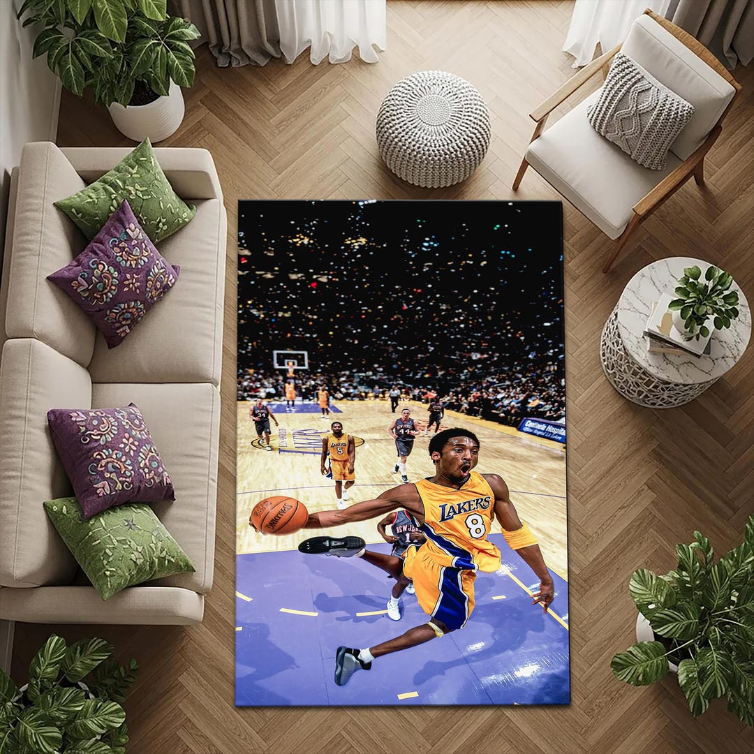 Kobe Bryant Rug, Player Theme Rug, Game Room Rug, Legendary Basketball ...