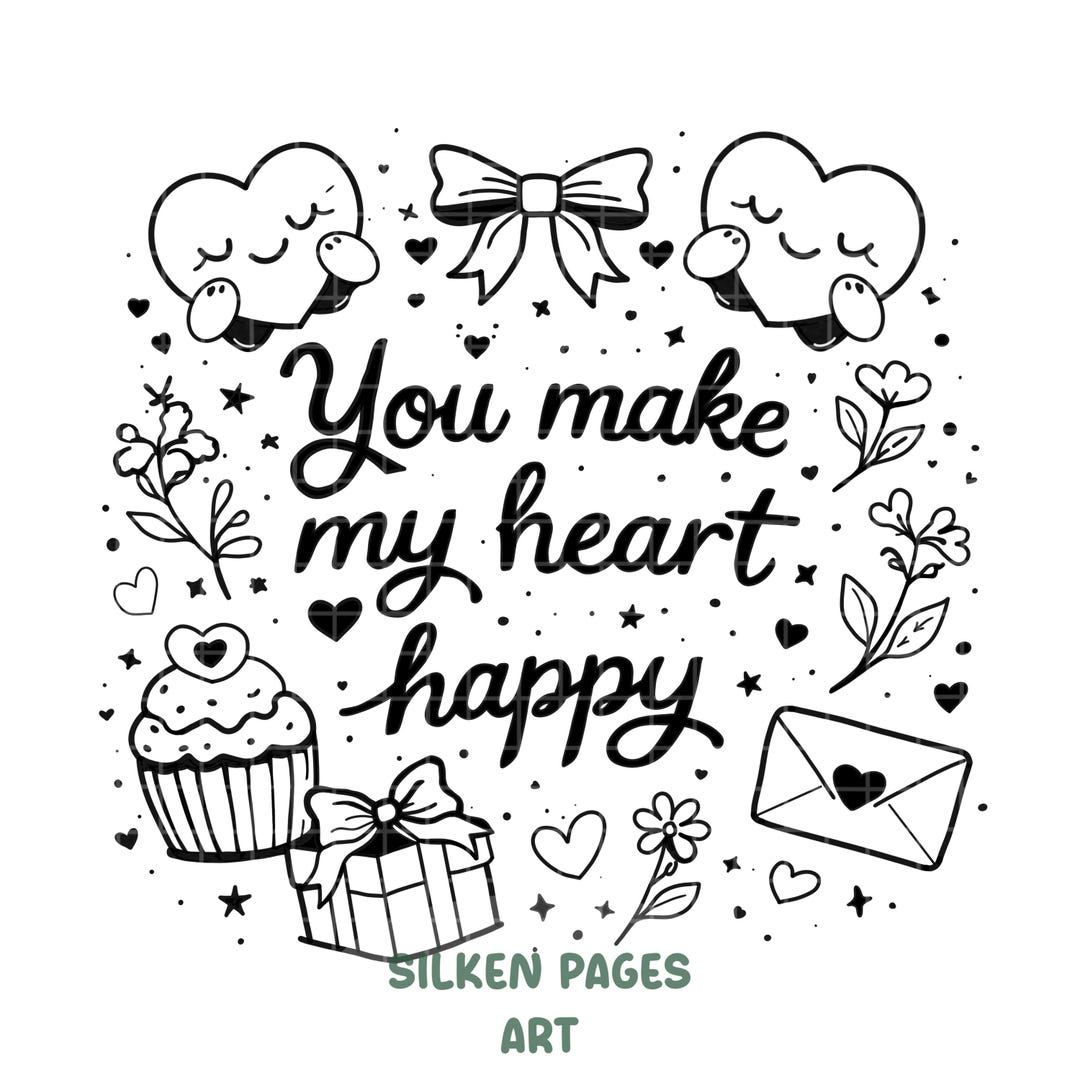 You Make My Heart Happy PNG | Cute Romantic Love Quote | Valentine ...