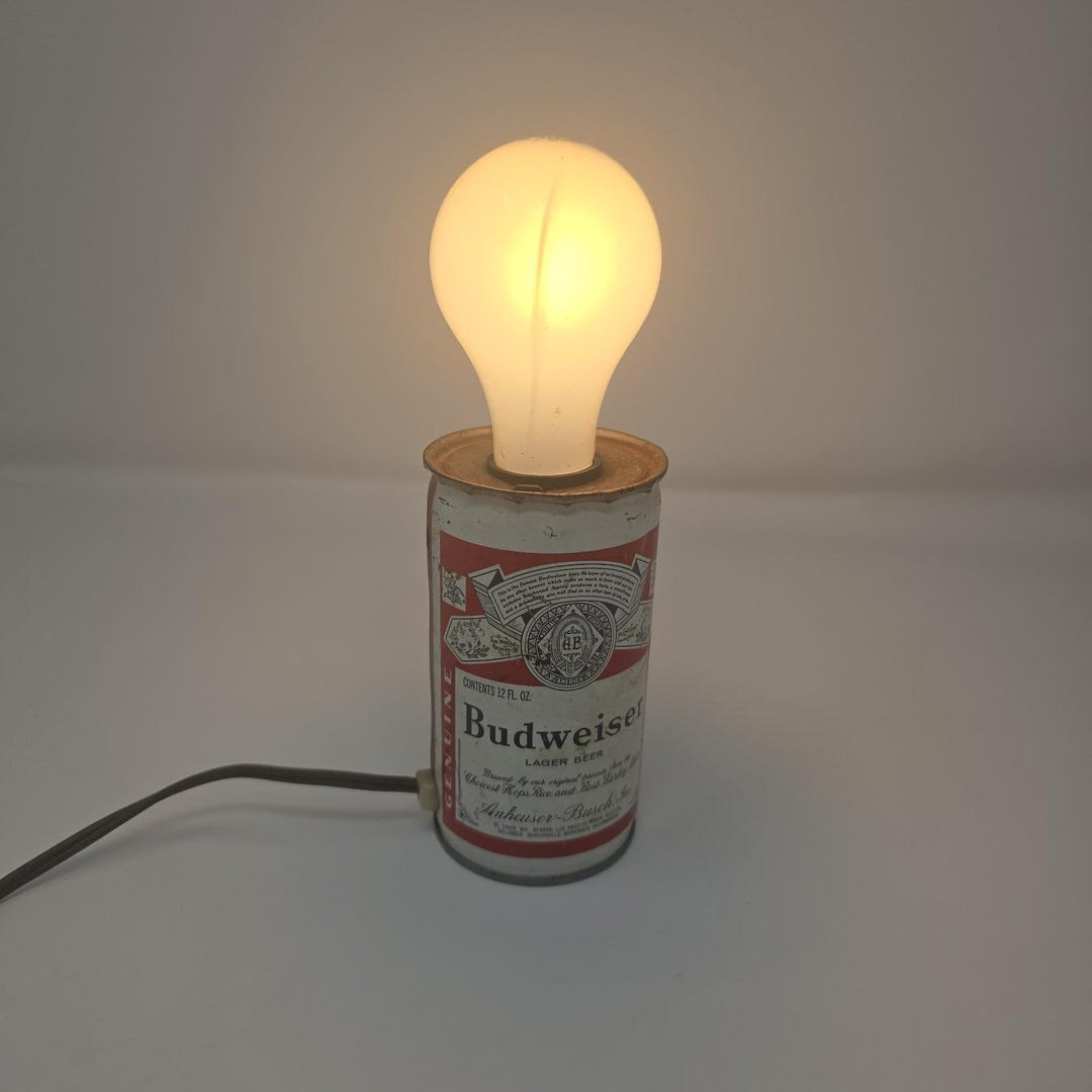 Vintage Budweiser BEER CAN LIGHT Electric Lamp With Working Bulb - Fast ...