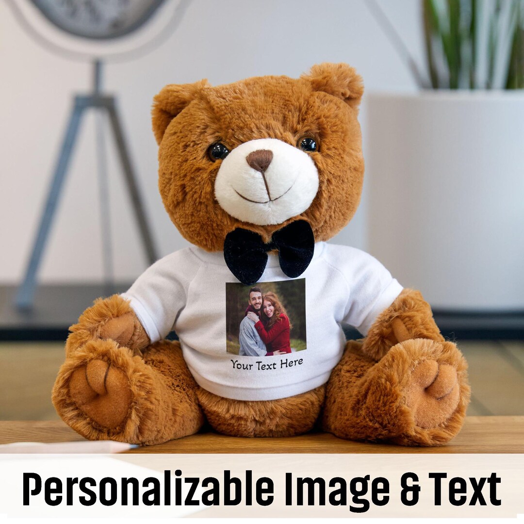 Custom Photo Teddy Bear, Personalized Plush Toy With Name, Valentine ...
