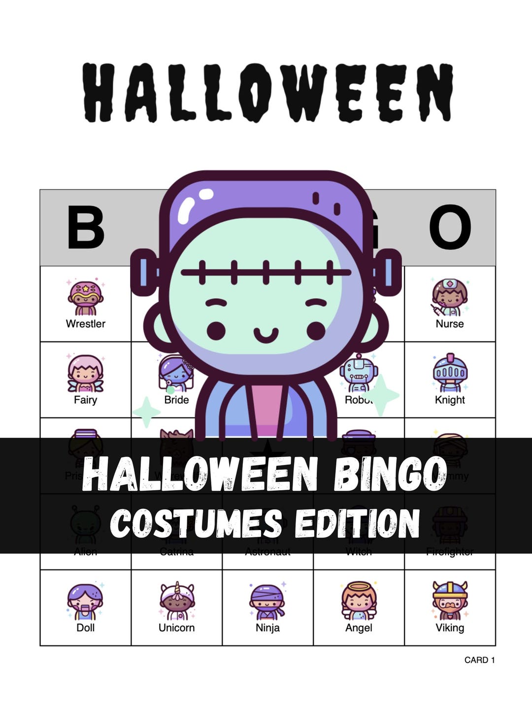 Halloween Costumes Bingo Game for Kids, Printable Classroom Activity ...