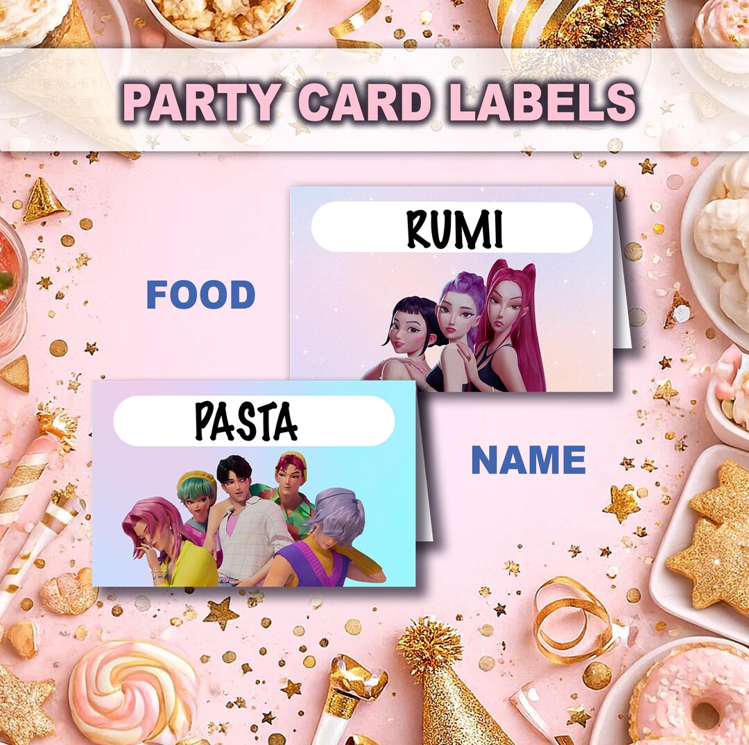 Kpop Demon Hunters Party Food Labels, Buffet Tent Cards (digital ...