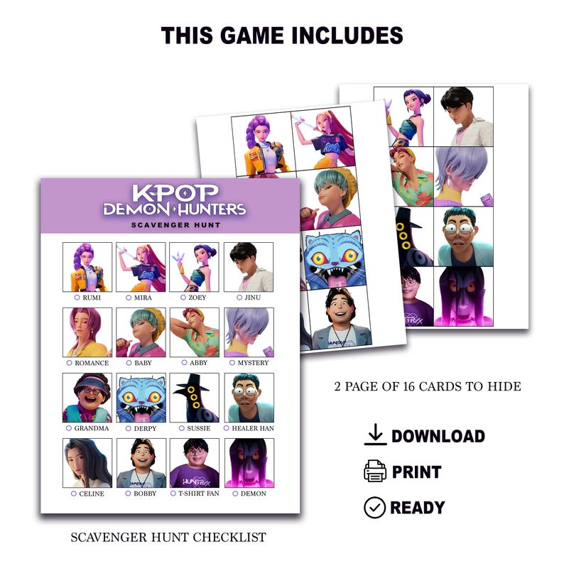 Kpop Demon Hunters Scavenger Hunt: Treasure Hunt Party Game, Birthday ...