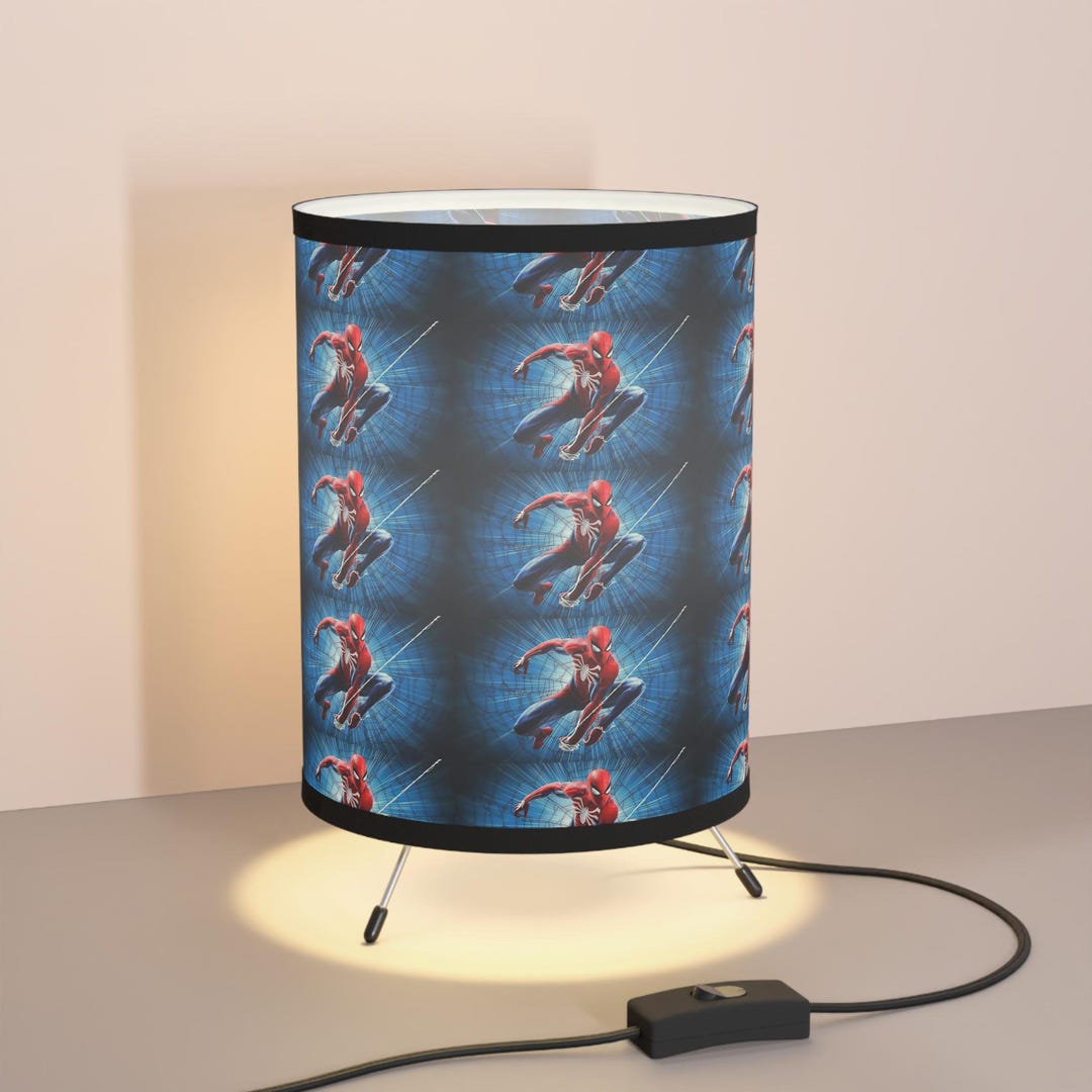 Red Superhero Action Pose Lamp Shade Tripod Lamp | Printed Lampshade - Etsy