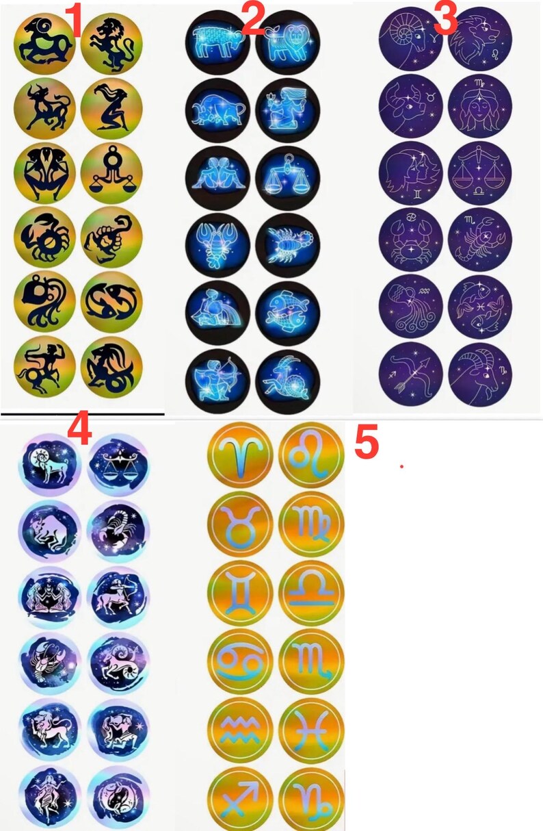 Set of 1" Holographic Zodiac Signs | 1” (25mm) Button | Magnet, Button ...