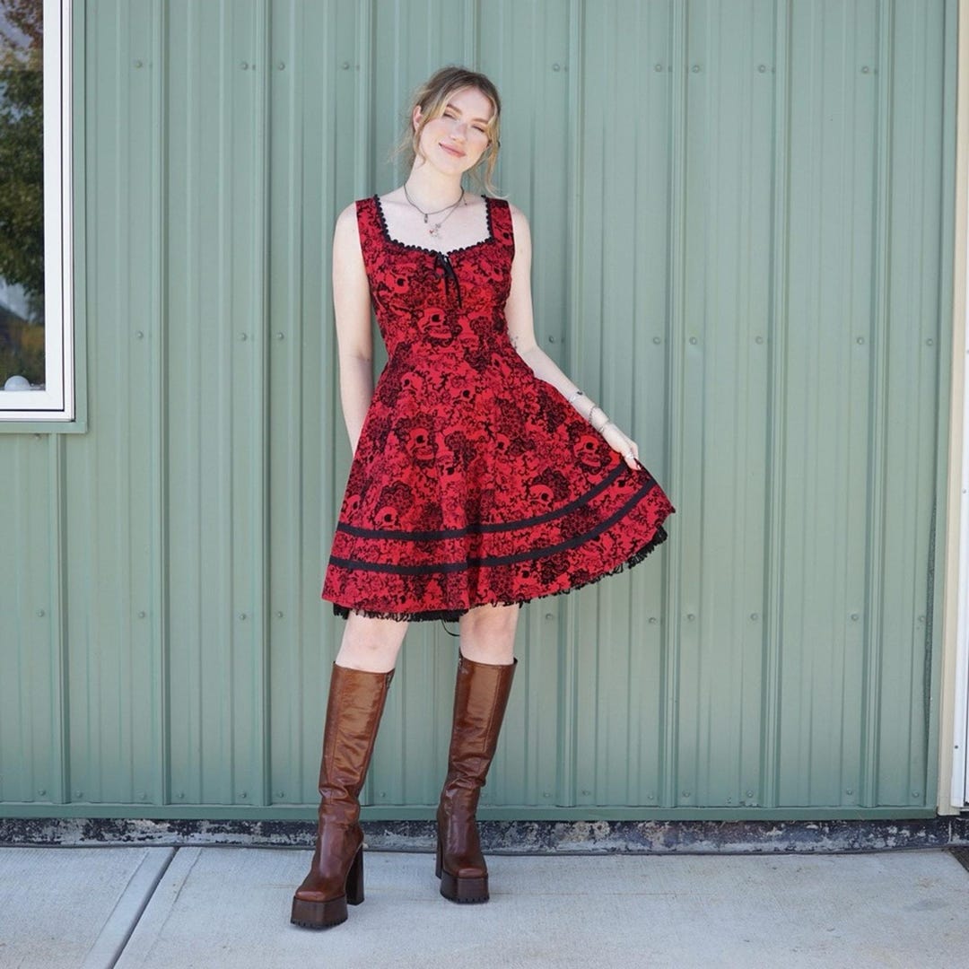 Hot Topic Red Pin up Style Mini Fit Flat Corset Dress L - Etsy