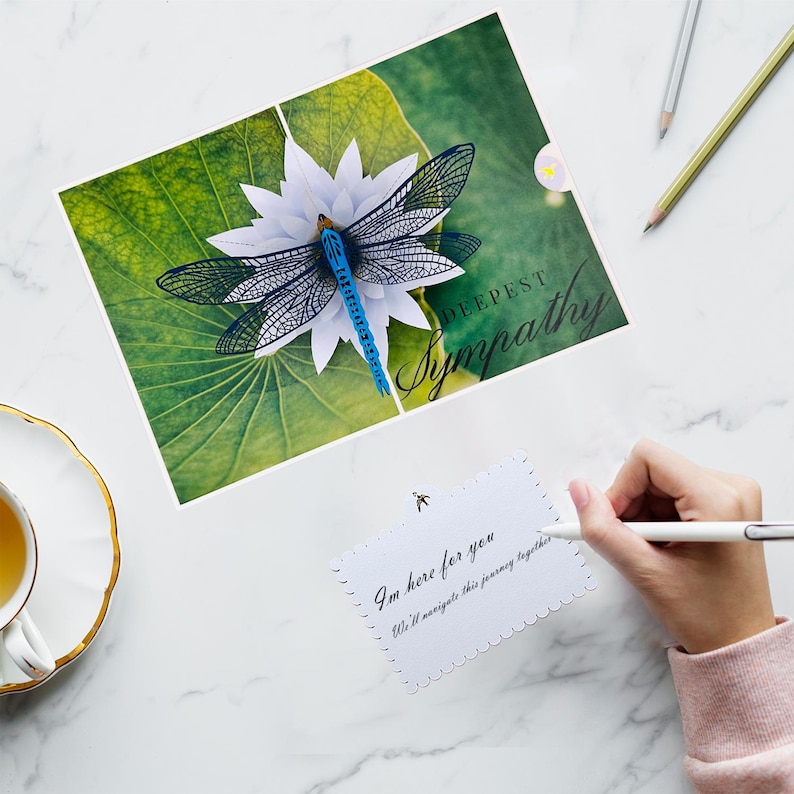 Handmade 3D Hummingbird Sympathy Card, Floral Pop up Condolence Card ...