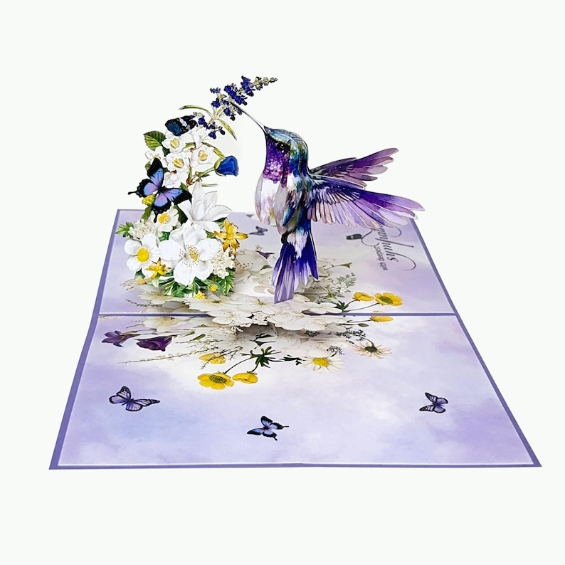 Handmade 3D Hummingbird Sympathy Card, Floral Pop up Condolence Card ...